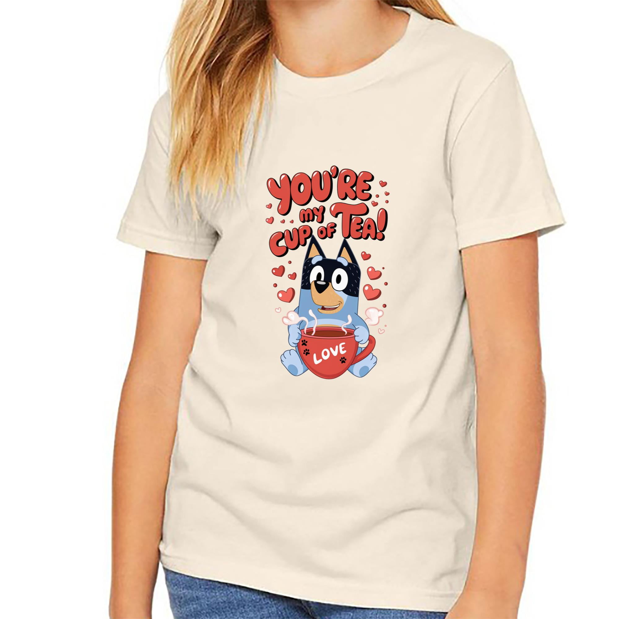 Bluey Cartoon Pup With Heart-Shaped Tea Cup, Sweet Affection Theme For ...