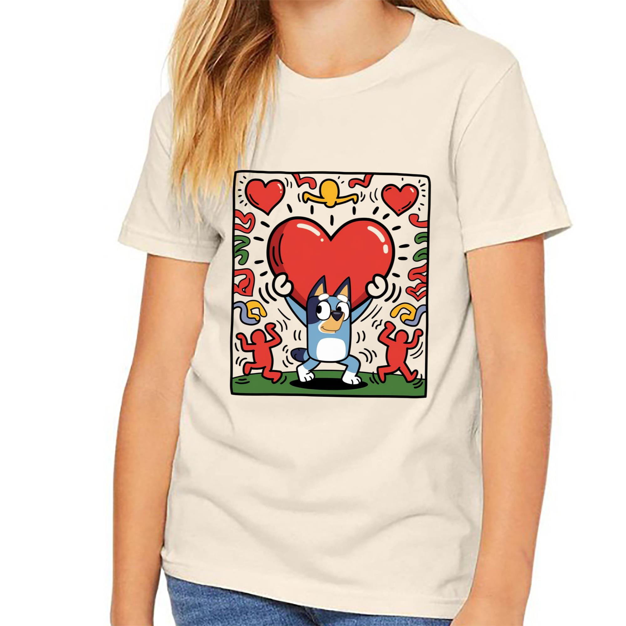 Bluey Cartoon Pup With Hearts And Love Message, Romantic Style Without ...