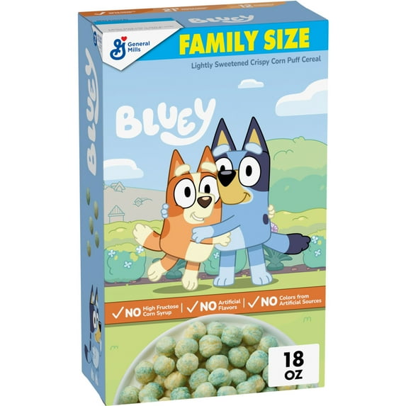 Kix Bluey Cereal Crispy Corn Puffs Made with Whole Grain Family Size 18 ...