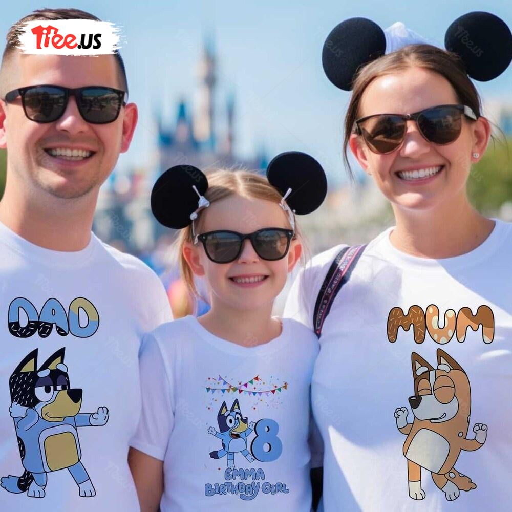 Bluey Characters Shirt Personalized Disney Birthday Gift - Walmart.com