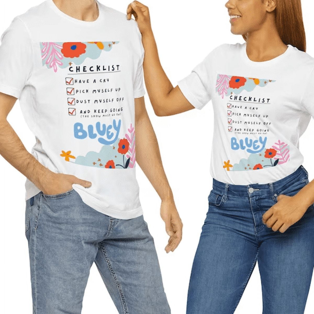 Bluey Check List Tshirt ,Charcoal color,size L - Walmart.com