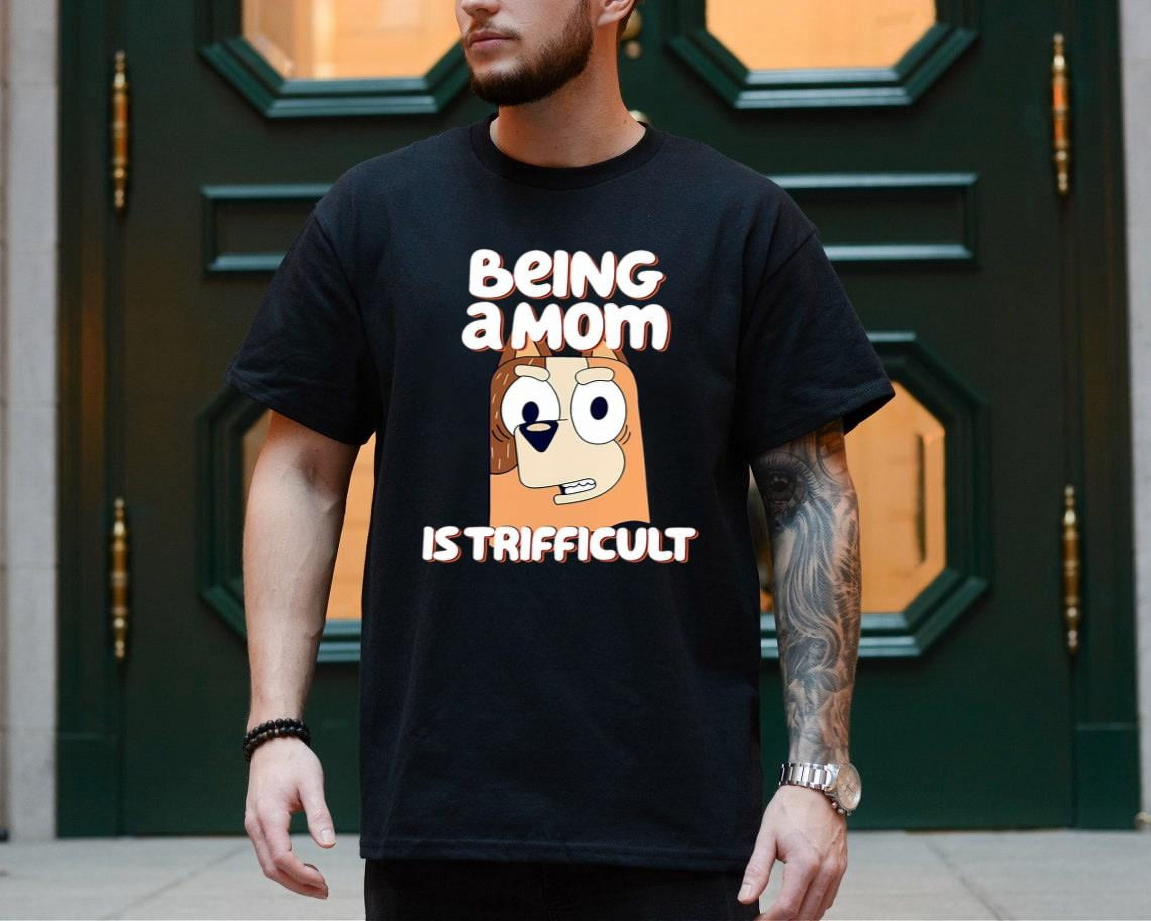 Bluey Chilli Being A Mom Is Trifficult Shirt, Retro Chilli Heeler Shirt ...