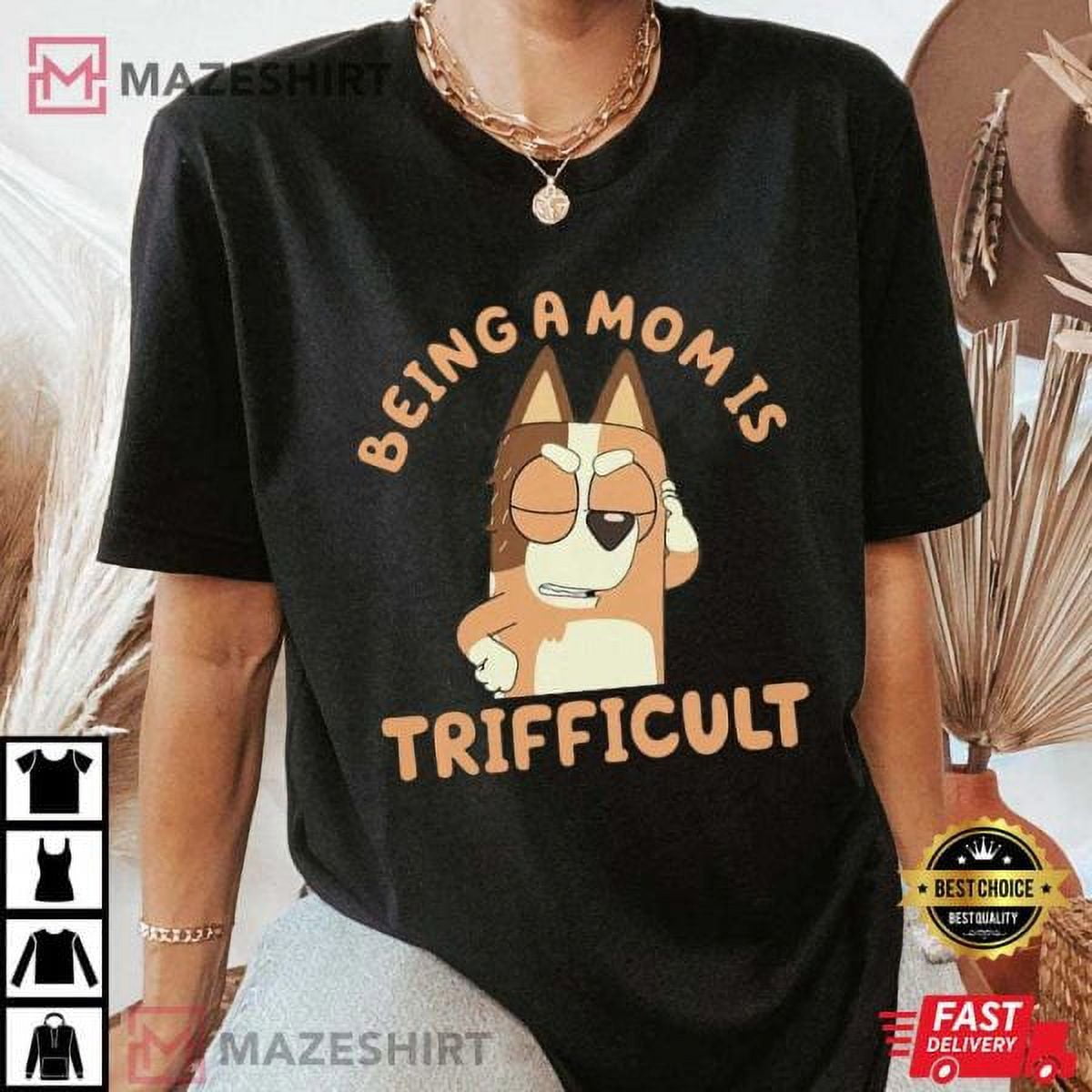 Bluey Chilli Heeler Mother Day T-Shirt, Unisex Short Sleeve T-shirt ...