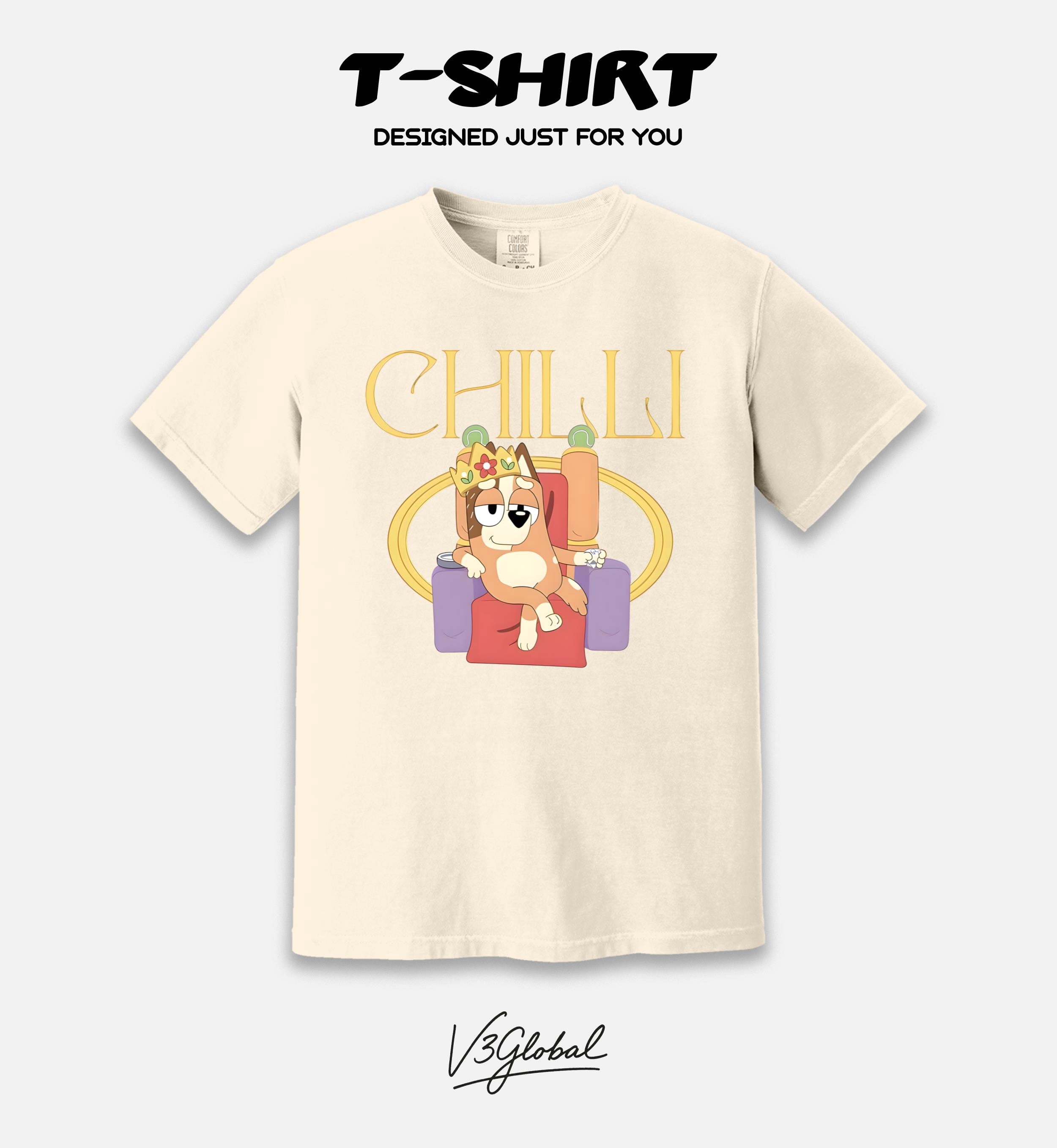 Bluey Chilli Throne Art Mom Heeler Cartoon Dog A Comfort Color T-Shirt ...