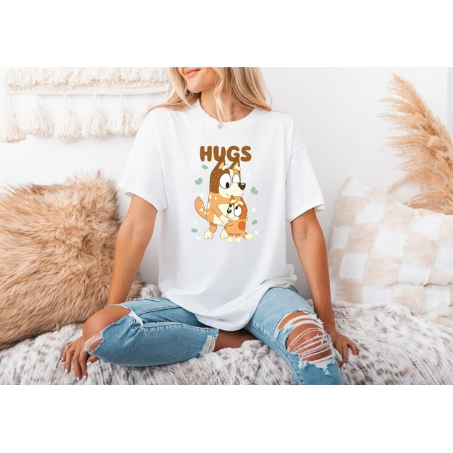 Bluey Chilli and Bingo Hugs, Heartwarming Cartoon Shirt, Unisex S-5XL ...
