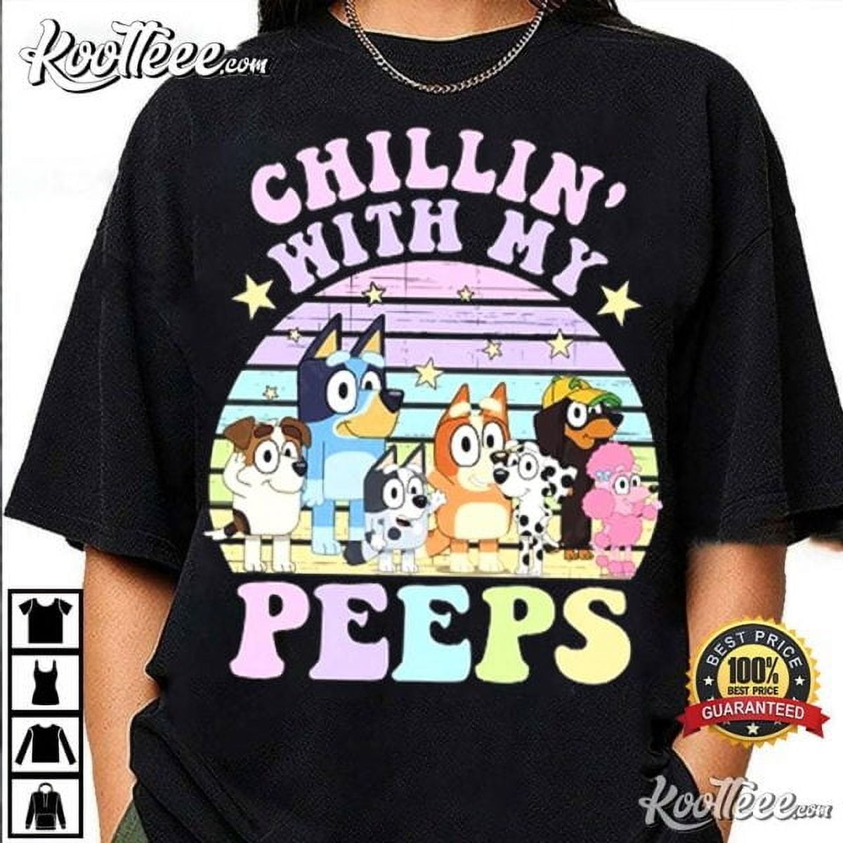 Bluey Chillin’ With My Peeps Unisex Short Sleeve T-Shirt ,Red Color ...