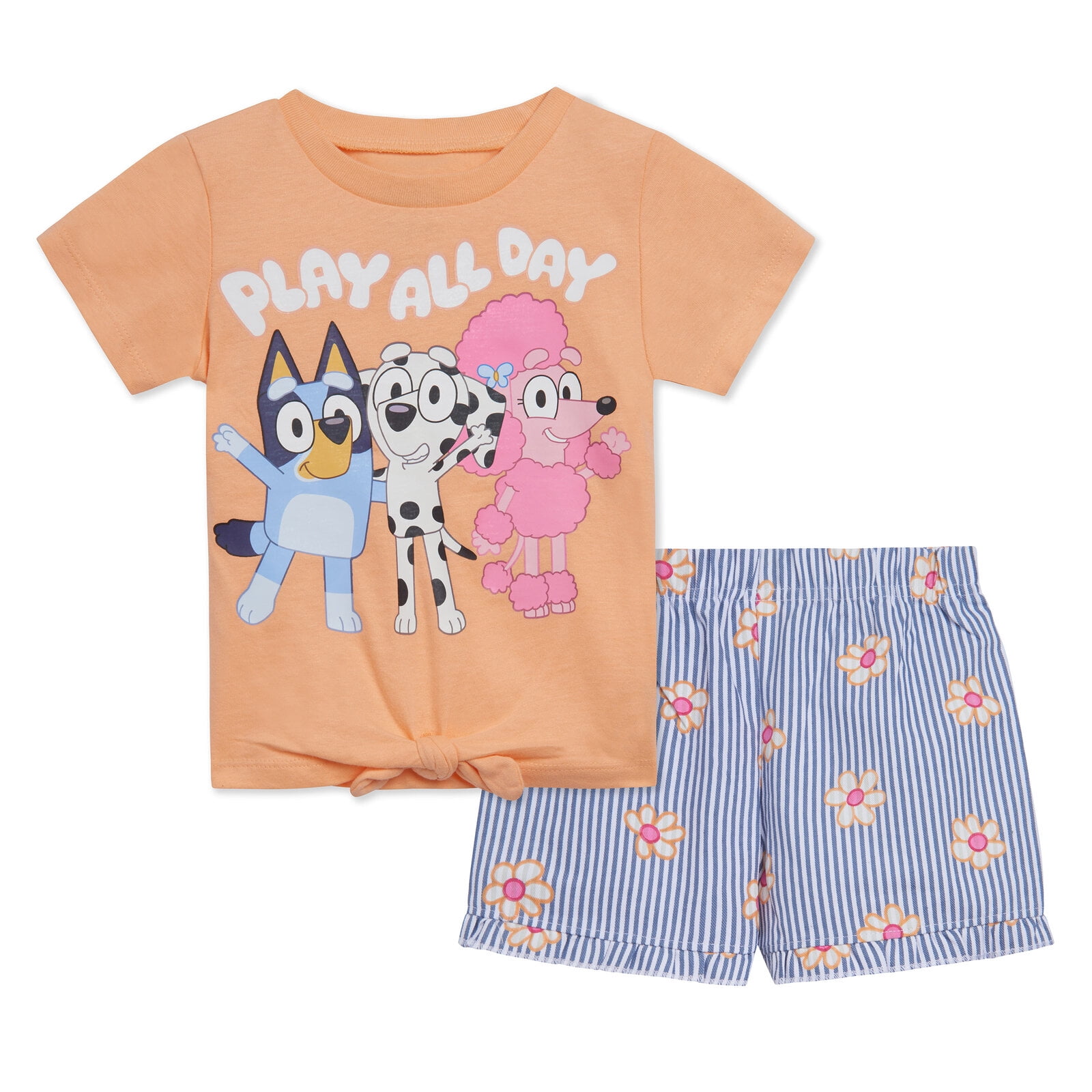 Bluey Toddler Clothing Set, Short Sleeve Graphic T-Shirt and Chambray ...