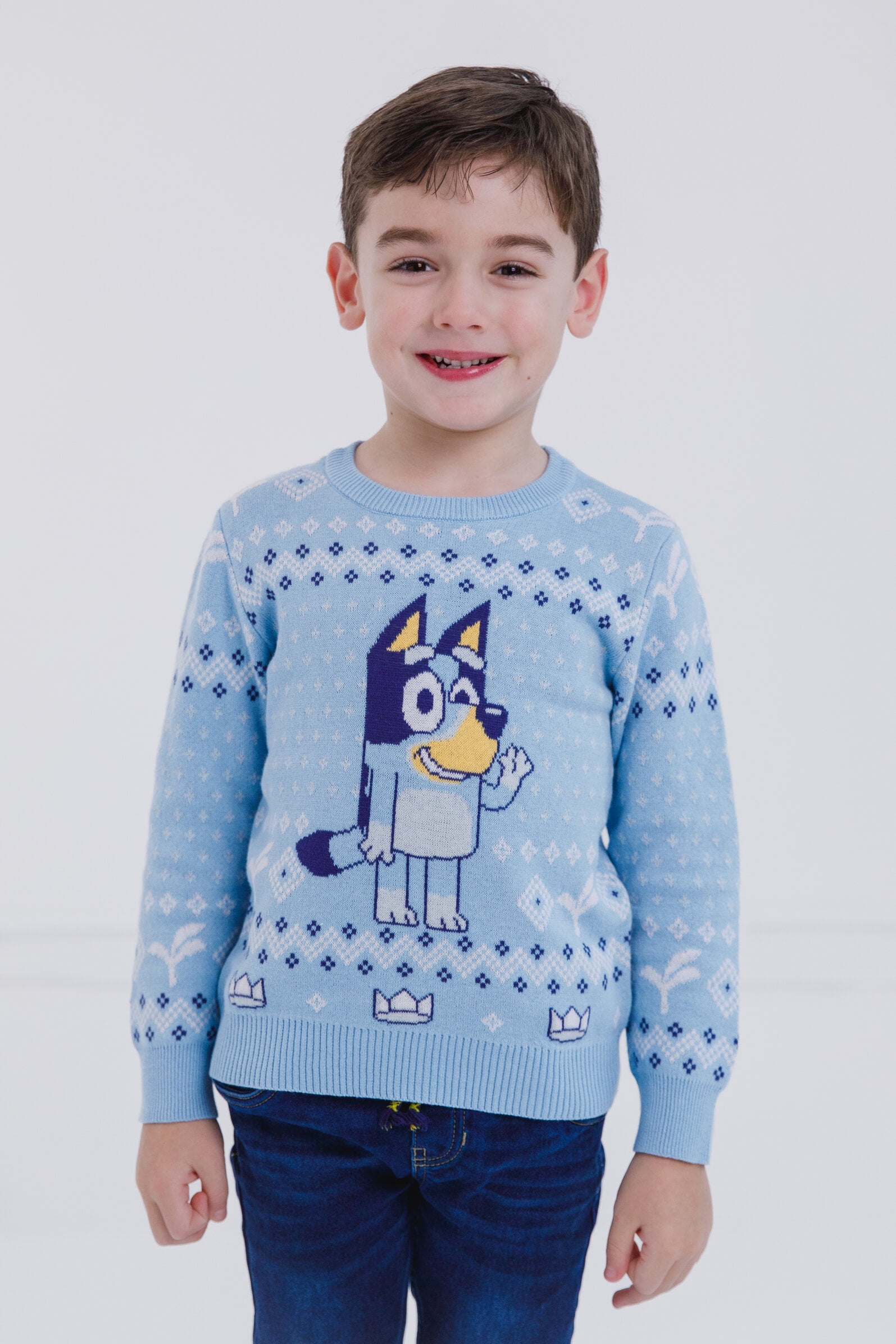Bluey Christmas Big Girls Cotton Gauze Long Sleeve Sweater Blue 10-12 ...