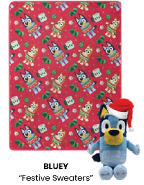 Bluey Christmas Hugger- Plush and a Silk Touch Throw - Walmart.com