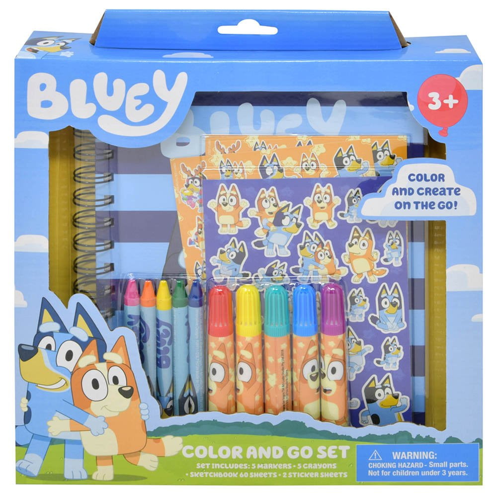 Bluey Color & Go Set in Box- 5 MARKERS, 5 CRAYONS, SKETCHBOOK 60 SHEETS ...