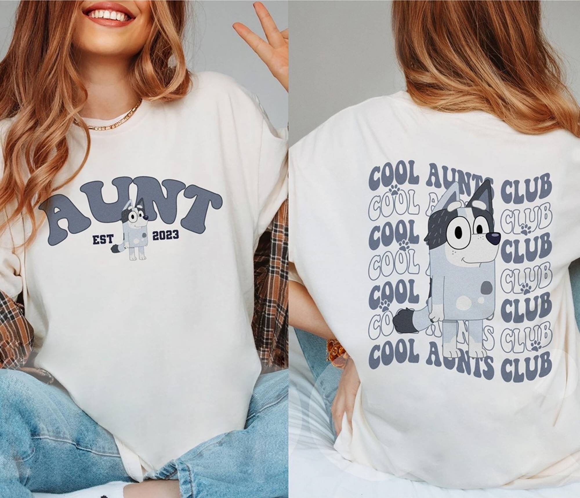 Bluey Cool Aunt Club Shirt | Bluey Aunt Chilli Heeler Shirt | Bluey ...