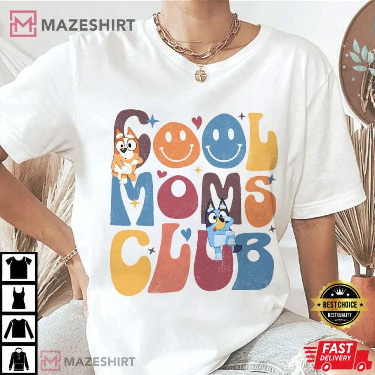 Bluey Cool Moms Club Family Bluey Heeler Family T-shirt - Walmart.com