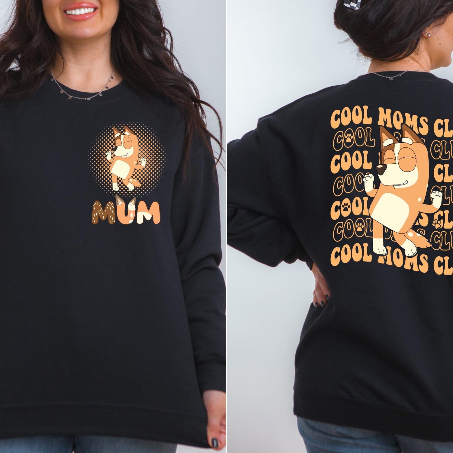 Bluey Cool Mums Chilli Bluey Sweatshirt, Bandit Chilli Mom Hoodie ...