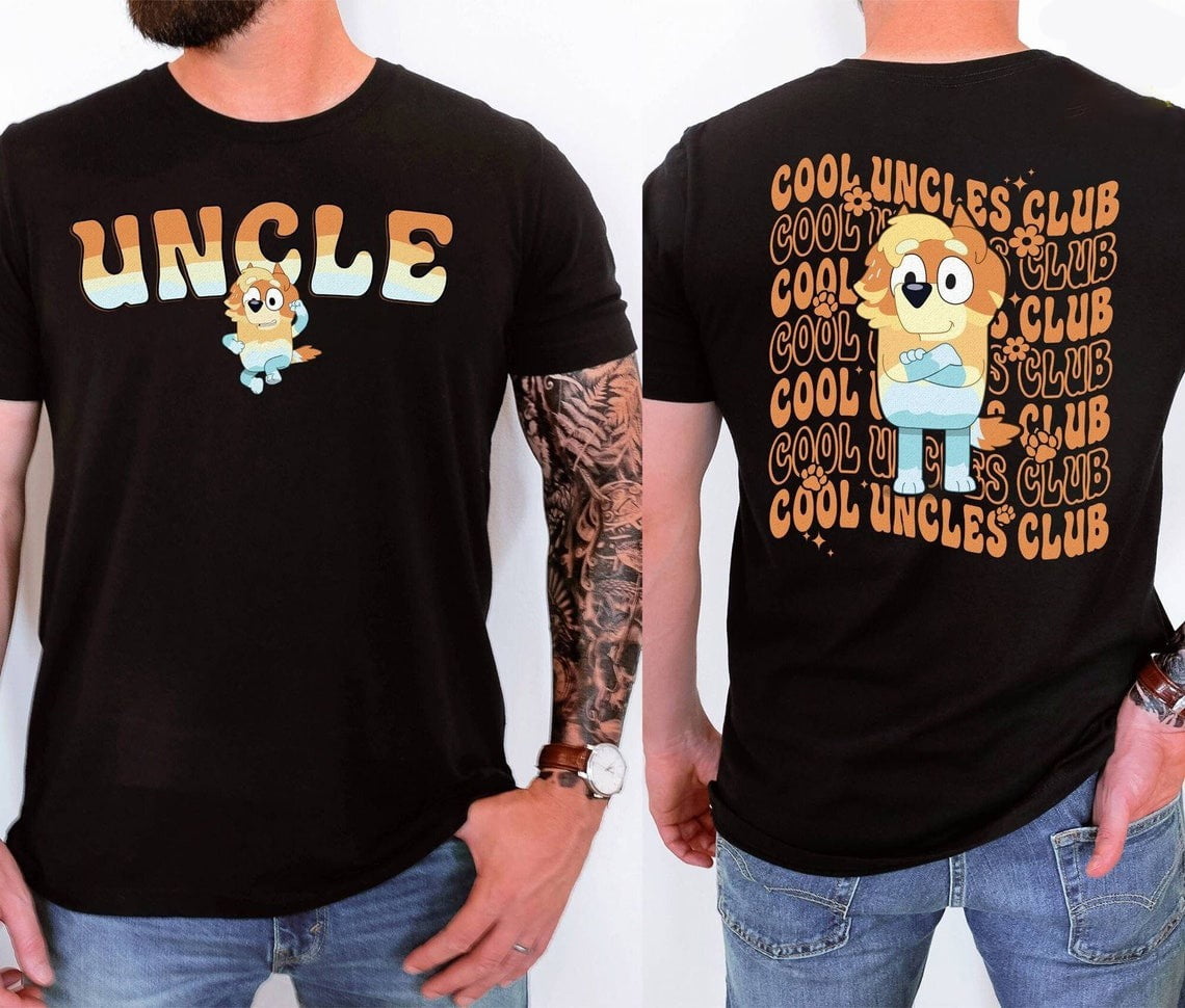 Bluey Cool Uncles Club Double Sided T-Shirt, Radley Heeler Shirt, Bluey ...
