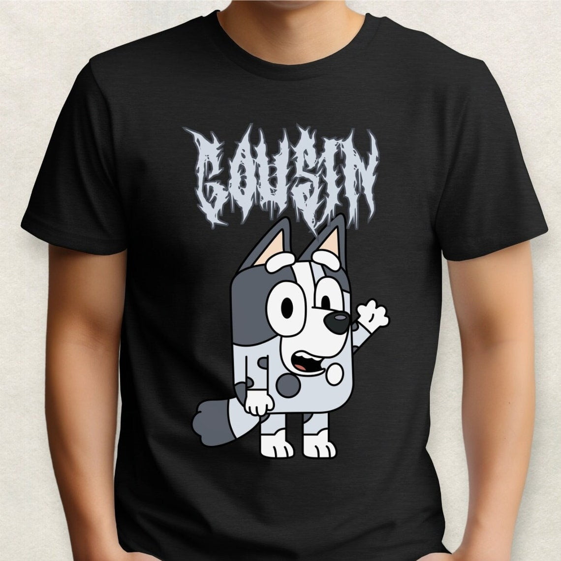 Bluey Cousin (Muffin) Metal Shirt, Bluey, Black Metal, Goth Disney ...