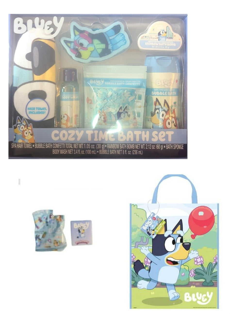 Bluey Cozy Time Bath Set with Hair Towel, Bubble Bath, Rainbow Bath ...