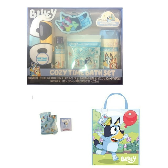 Bluey Cozy Time Bath Set with Hair Towel, Bubble Bath, Rainbow Bath ...