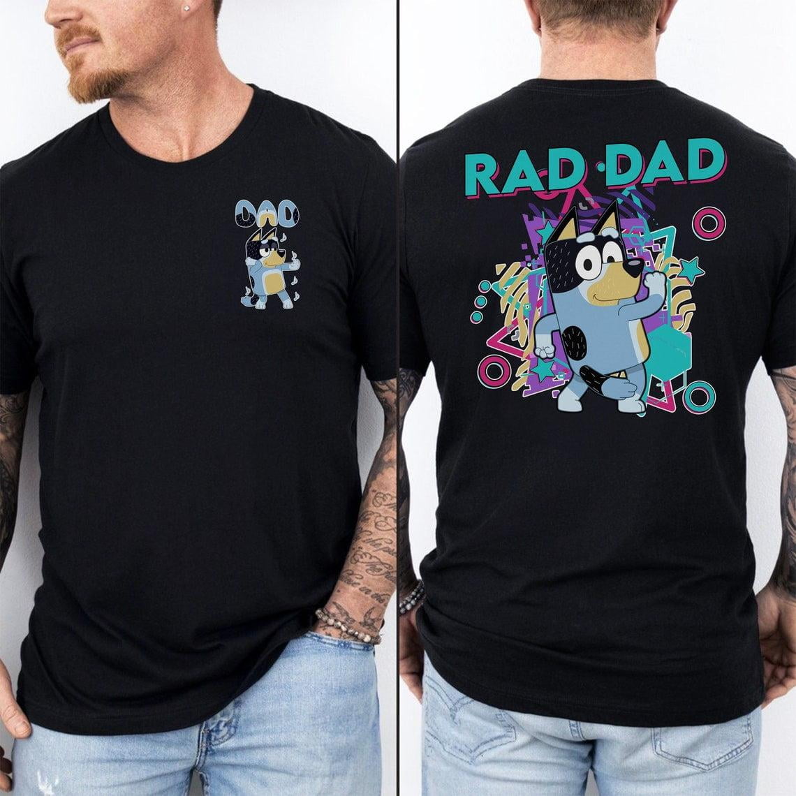 Bluey Dad Black Shirt, Bluey Rad Dad Shirt, Bluey Father'S Day Shirt ...