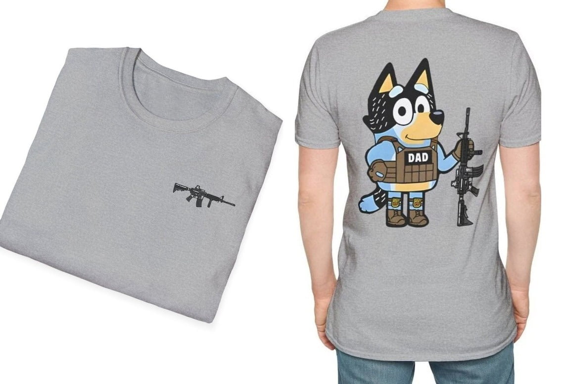 Bluey Dad Double Sided T-Shirt - Military Dad - 4th of July - Bluey ...