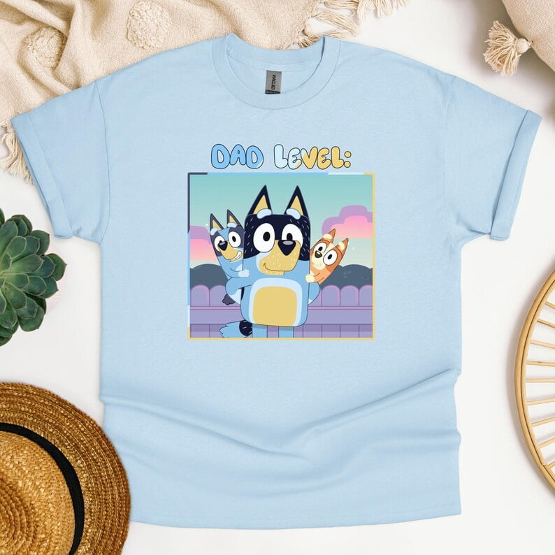 Bluey, Dad, Fathers Shirt, T-Shirt, Dad Level, Gift, Dad Shirt, Casual ...