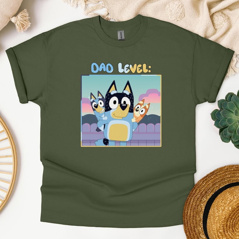 Bluey, Dad, Fathers, T-Shirt, Dad Level, Gift, Dad Shirt, Casual Wear ...