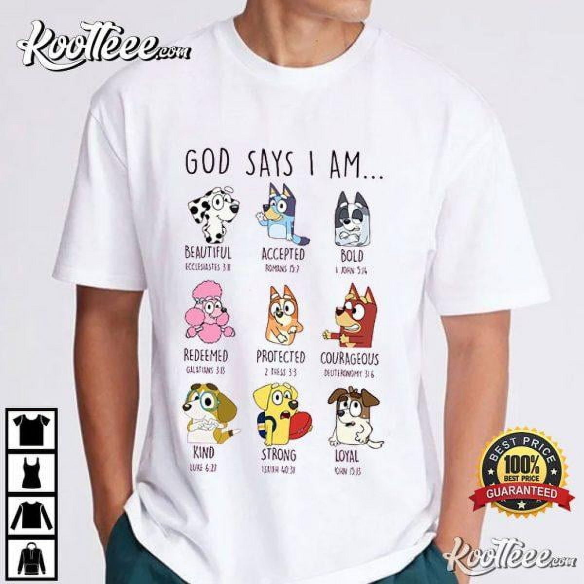 Bluey Dad God Says I Am Bluey Rad T-Shirt Shirt, Size M, Tee Ash New ...