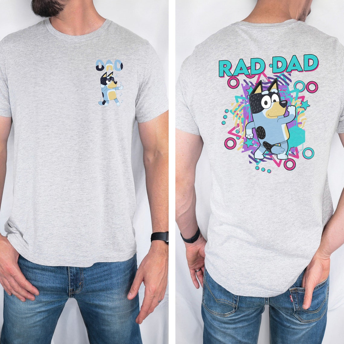 Bluey Dad SPORT GREY Shirt, Bluey Rad Dad Shirt, Bluey Father's Day ...