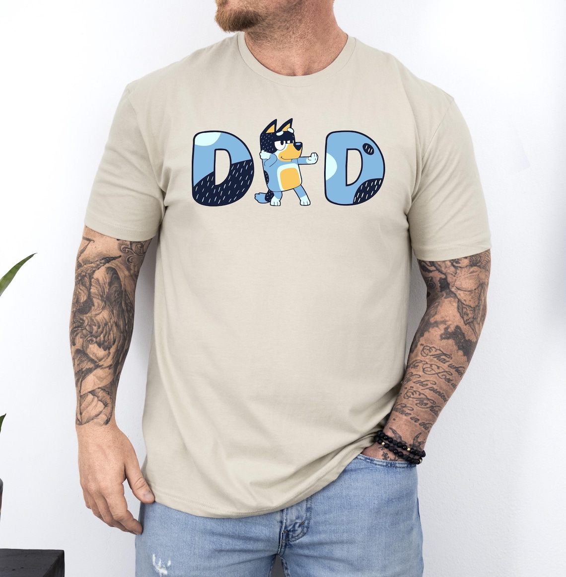 Bluey Dad T-Shirt, Bluey Bandit Bluey Shirt, Bluey Father'S Day Shirt ...