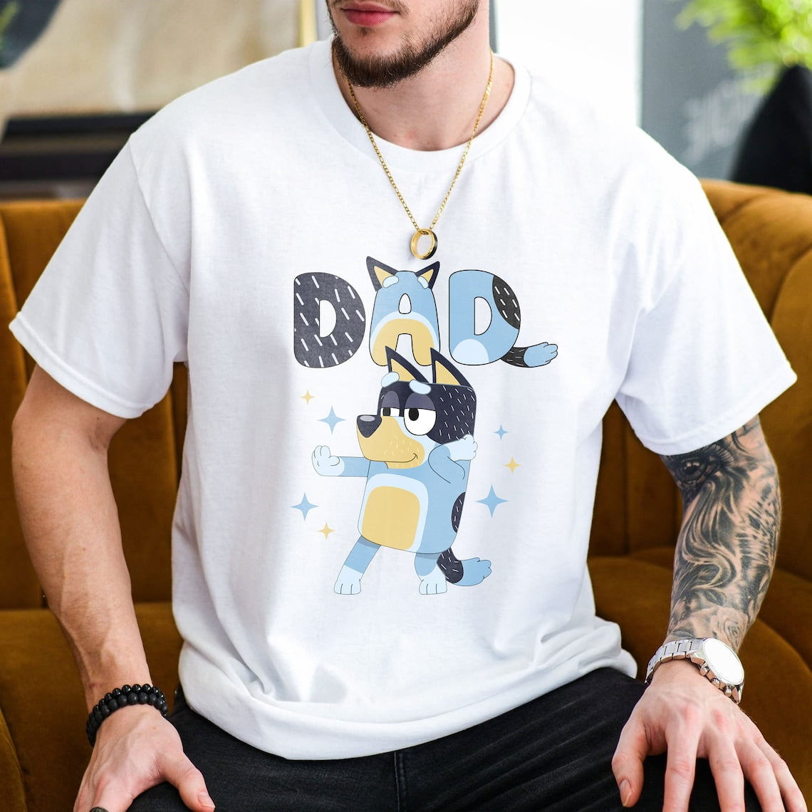 Bluey Dad WHITE Shirt, Bluey Dad Tee, Cool Dad Bluey Shirt, Rad Dad ...