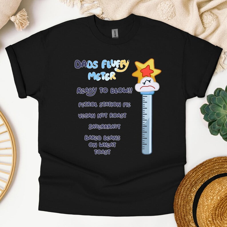 Bluey Dad's Fluffy Meter T-Shirt, Gift, Dad Shirt, Casual Wear, Gift ...