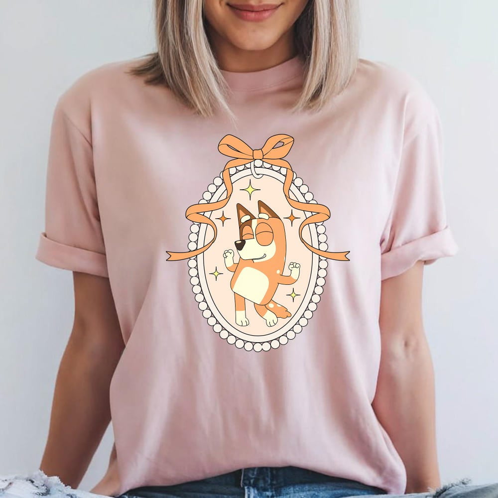 Bluey Dog Coquette Shirt, Funny Cartoon T-Shirt, Cute Mum Shirts, Blue ...