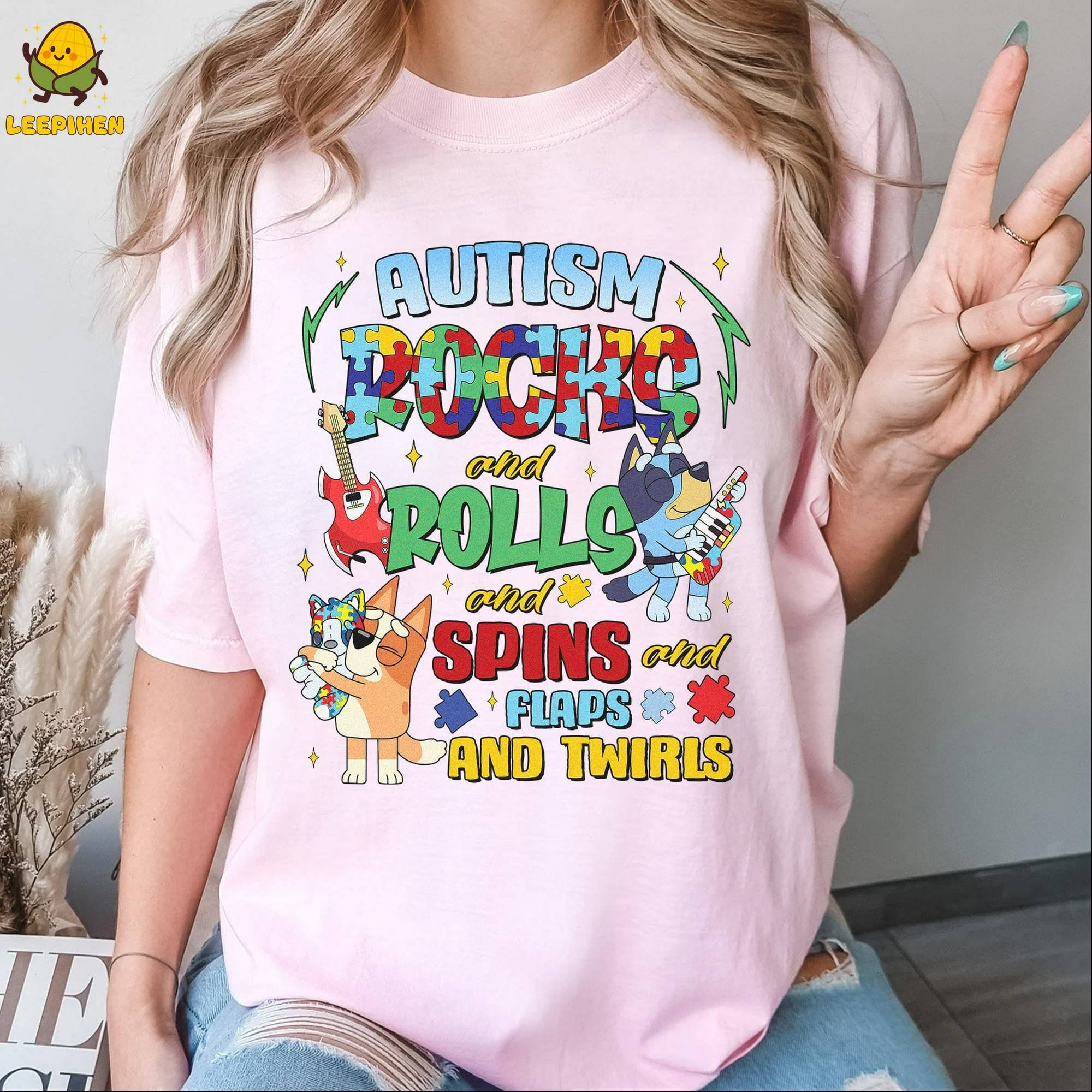 Bluey DrSeuss Autism Rocks And Rolls And Spins And Flaps And Twirls ...