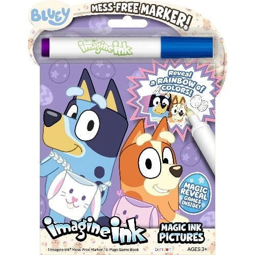 Bluey Easter Imagine Ink Game Book 20 Pages with Mess Free Marker for ...