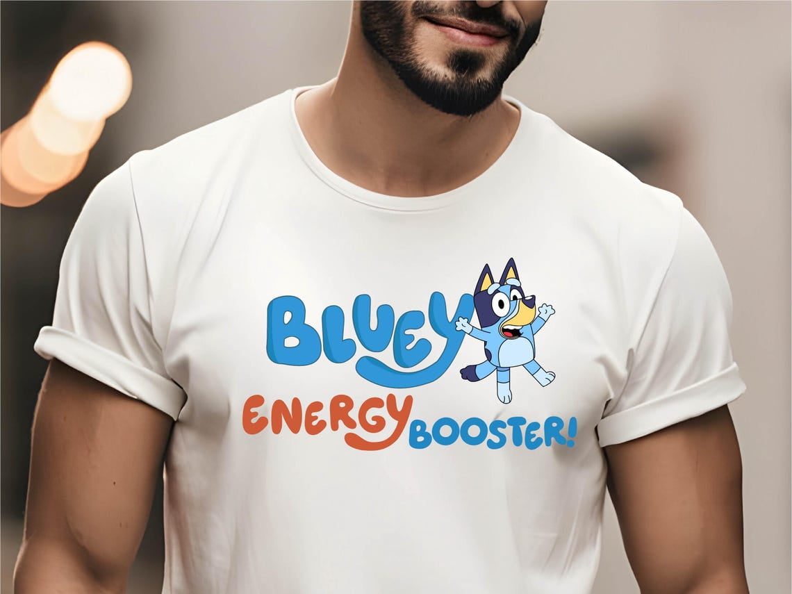 Bluey Energy Booster Shirt, Funny Cartoon Design, Unisex S-5XL Hot ...