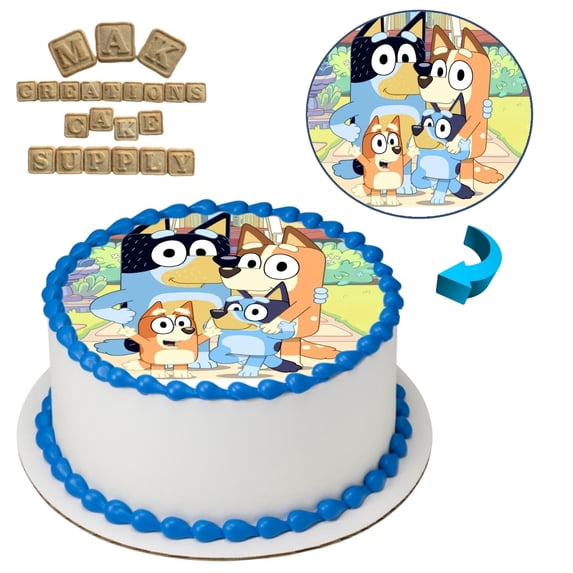Bluey & Family 8" Round Edible Cake Topper ~ Can be used on 8", 9" & 10 ...