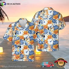 Bluey Family Beach Summer Hawaiian Shirt Hawaiian Shirt, Size M, Tee As ...