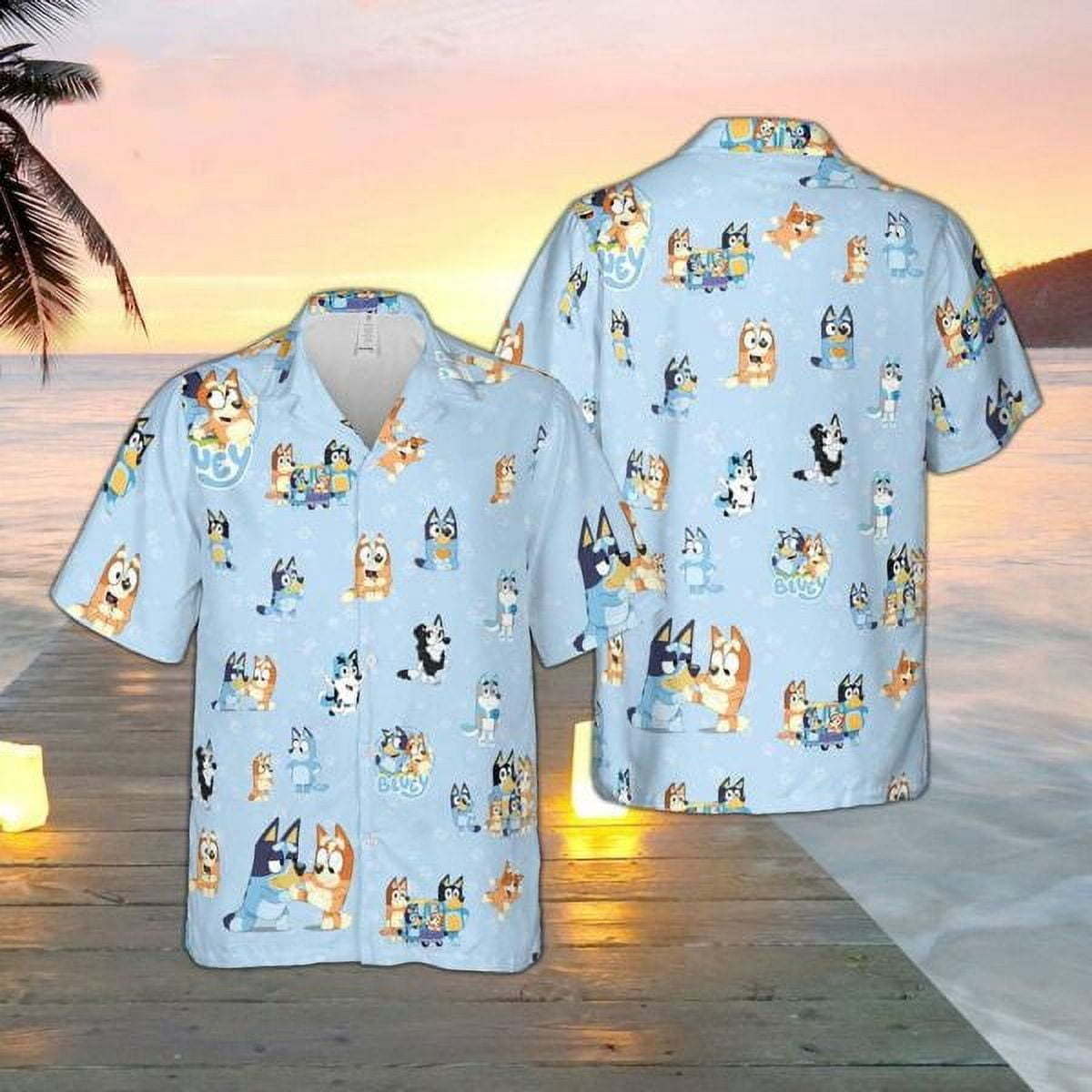 Bluey Family Button Up Hawaiian Shirts Bluey Bingo Bandit Chilli Bluey ...