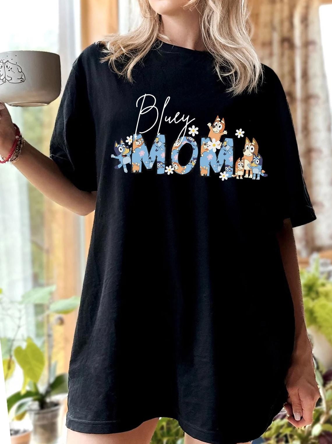 Bluey Family Comfort colors Shirt, Bluey Chilli Heeler Mom Retro ...