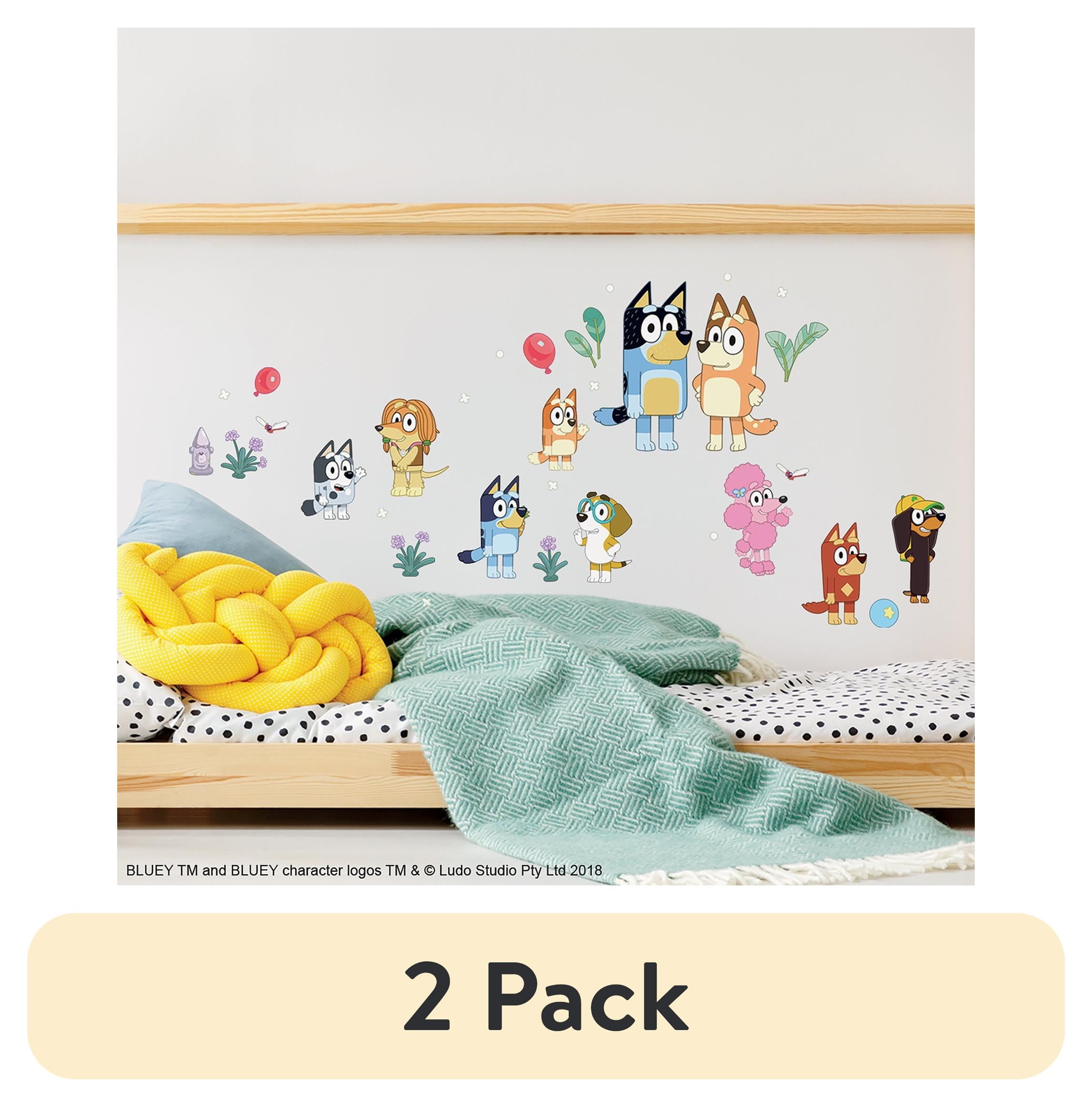 (2 pack) Bluey Family & Friends Peel and Stick Wall Decals for Kids ...