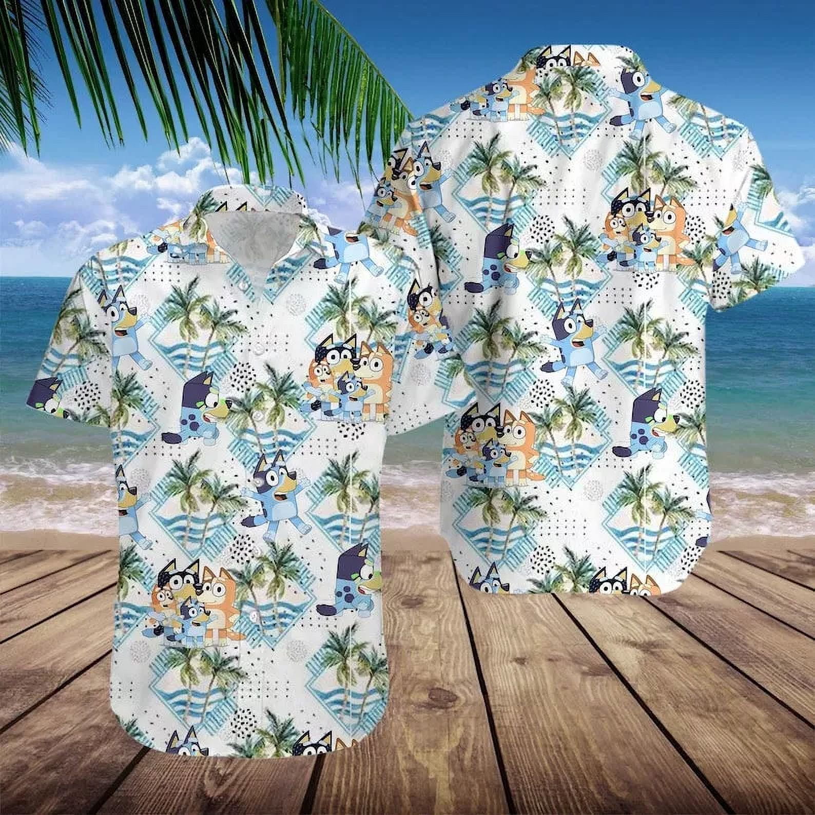 Bluey Family Hawaiian Shirt, Bluey Beach Summer Shirt Shirt, Size Xl ...