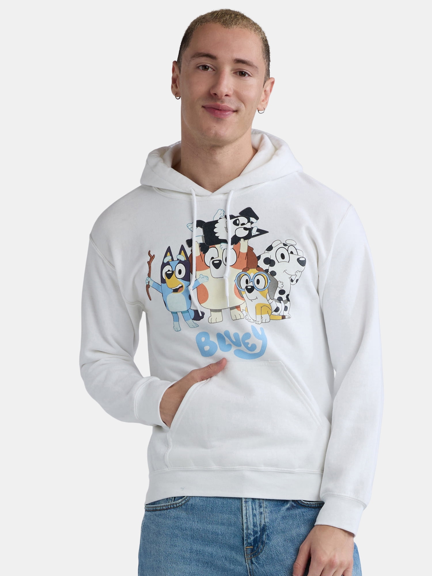 Bluey Men's & Big Men's Bluey Family Graphic Print Hooded Sweatshirt ...