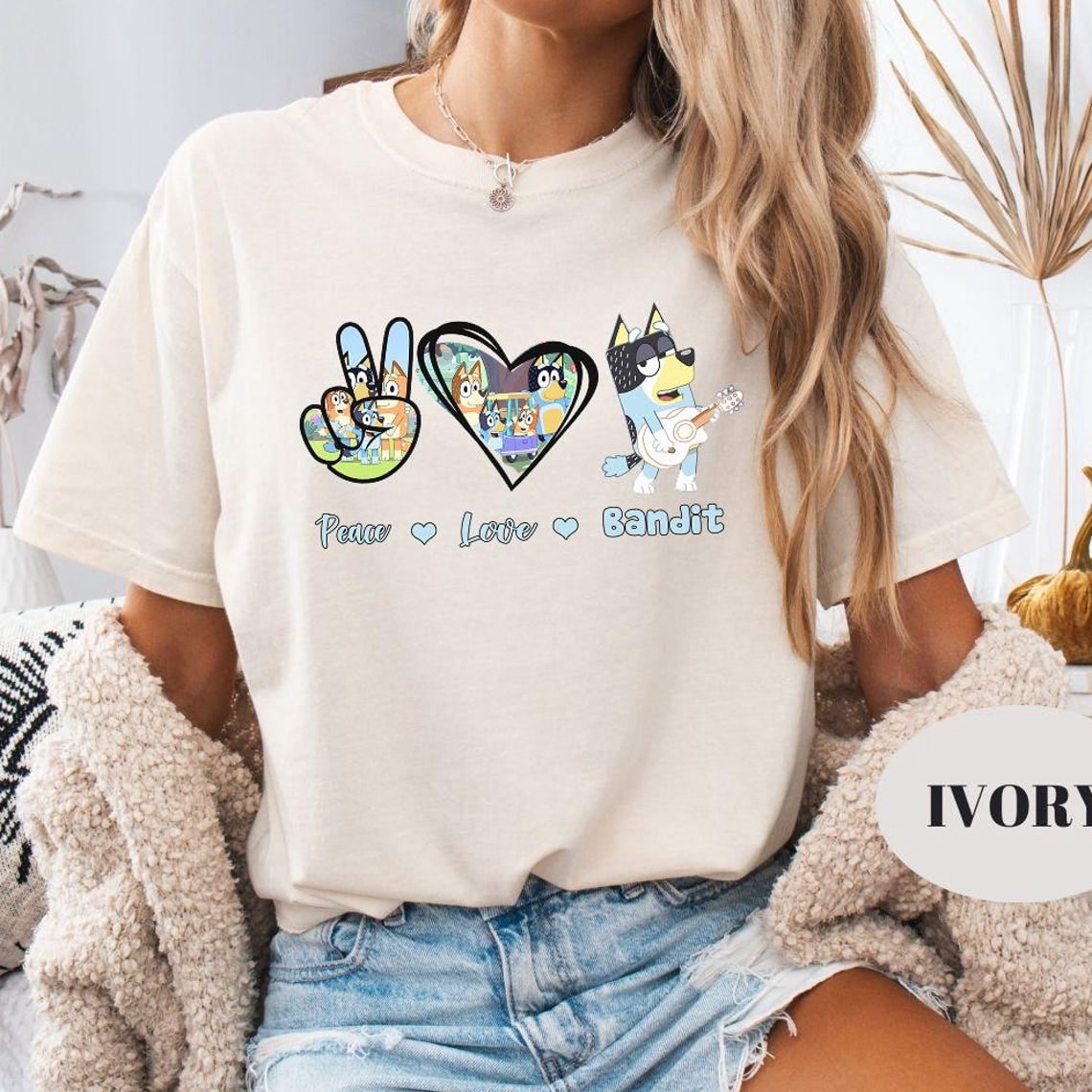 Bluey Family Shirt, Blue Peace Love Shirt, Blue And Friends Shirt For ...