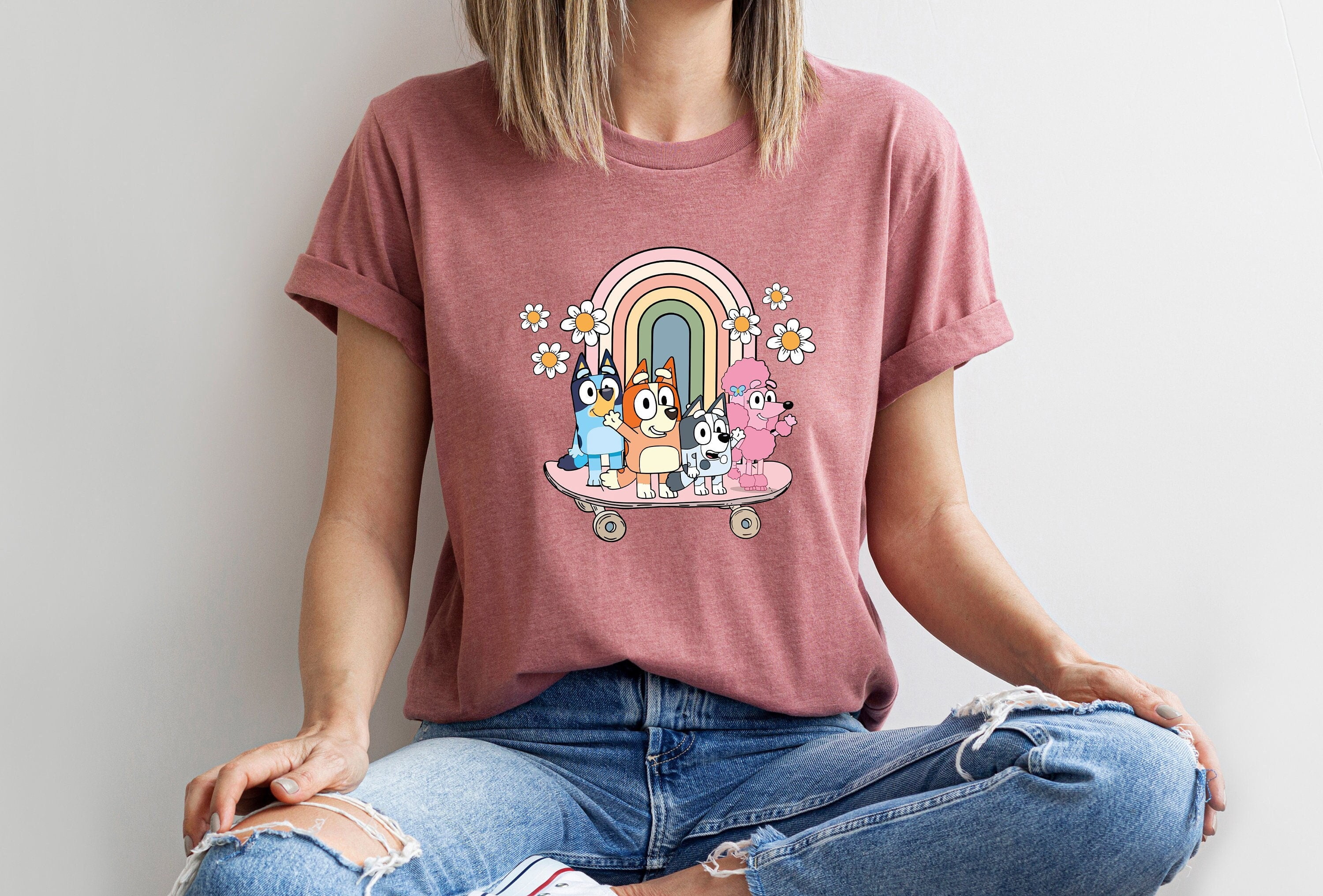 Bluey Family Skating T-Shirt, Funny Bluey Shirt, Heeler Family Shirt ...