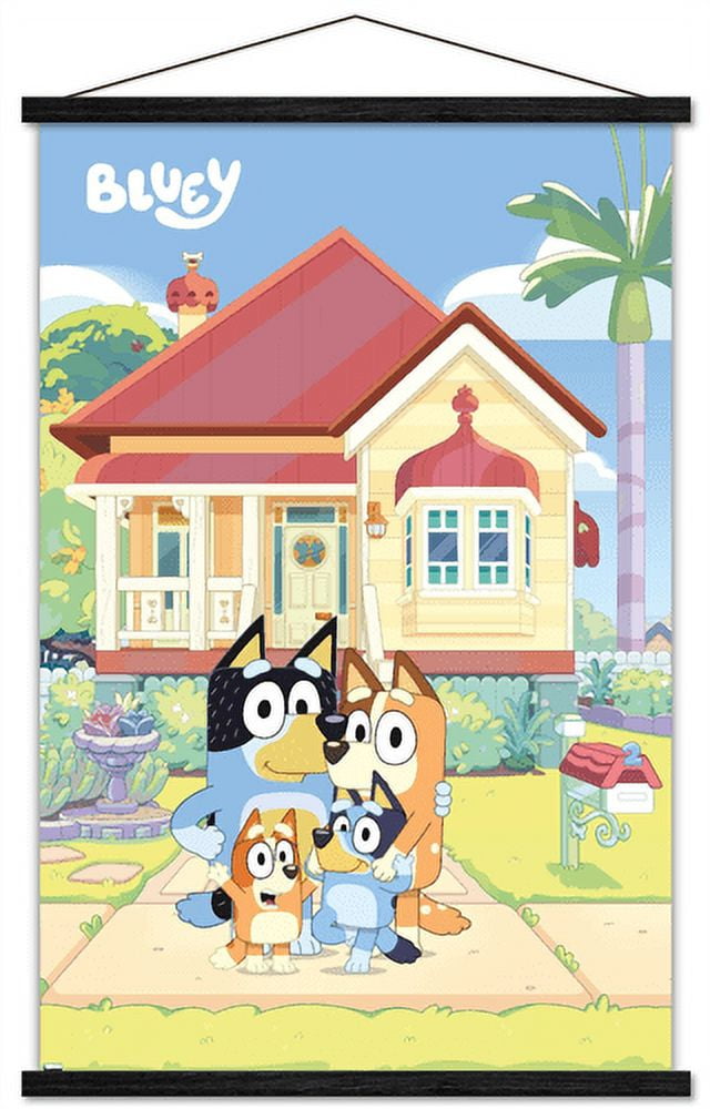 Bluey - Family Wall Poster with Wooden Magnetic Frame, 22.375" x 34 ...