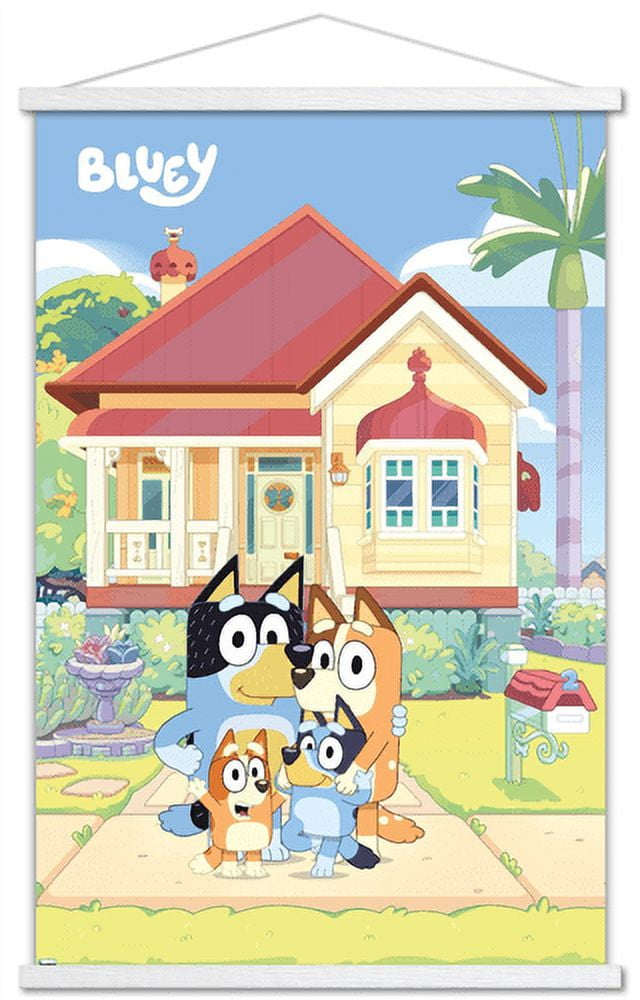 Bluey - Family Wall Poster with Wooden Magnetic Frame, 22.375" x 34 ...