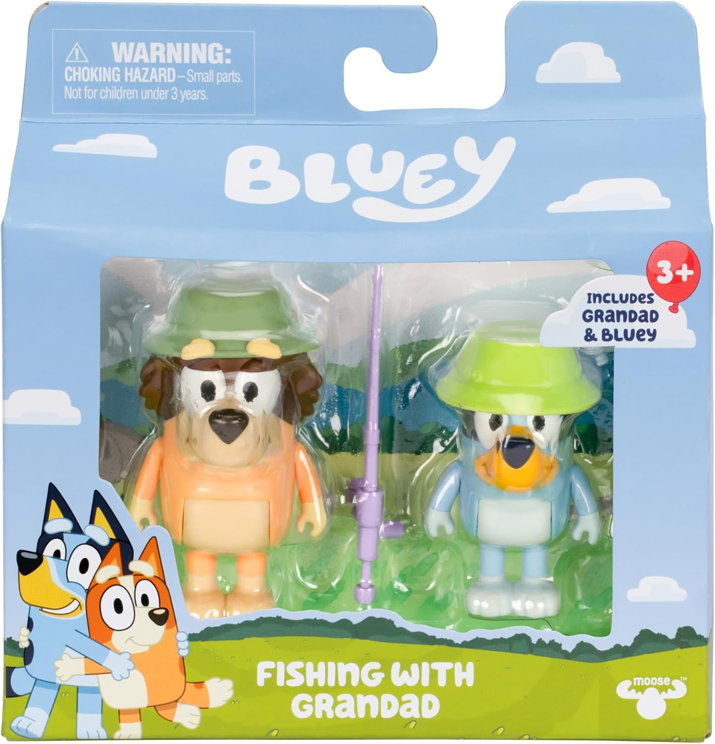 Bluey Figure 2-Pack - Fishing with Grandad, 2.5 Inch Figures with ...
