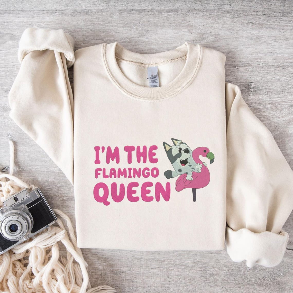 Bluey Flamingo Queen Sweatshirt, Muffin T-Shirt, Funny Dog Tee, Mother ...