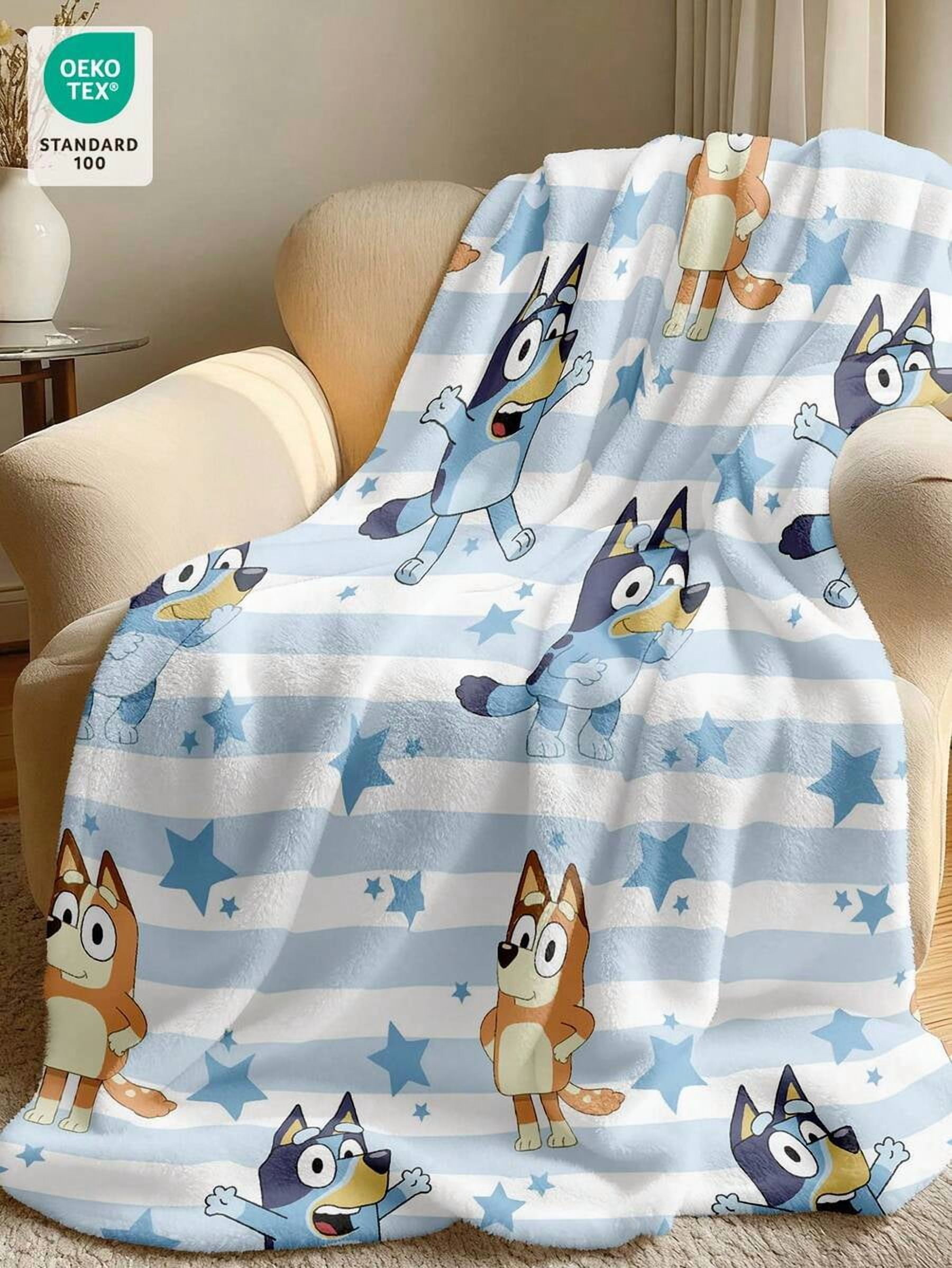 Bluey Flannel Throw Blanket - Super Soft Lightweight Cartoon Print ...