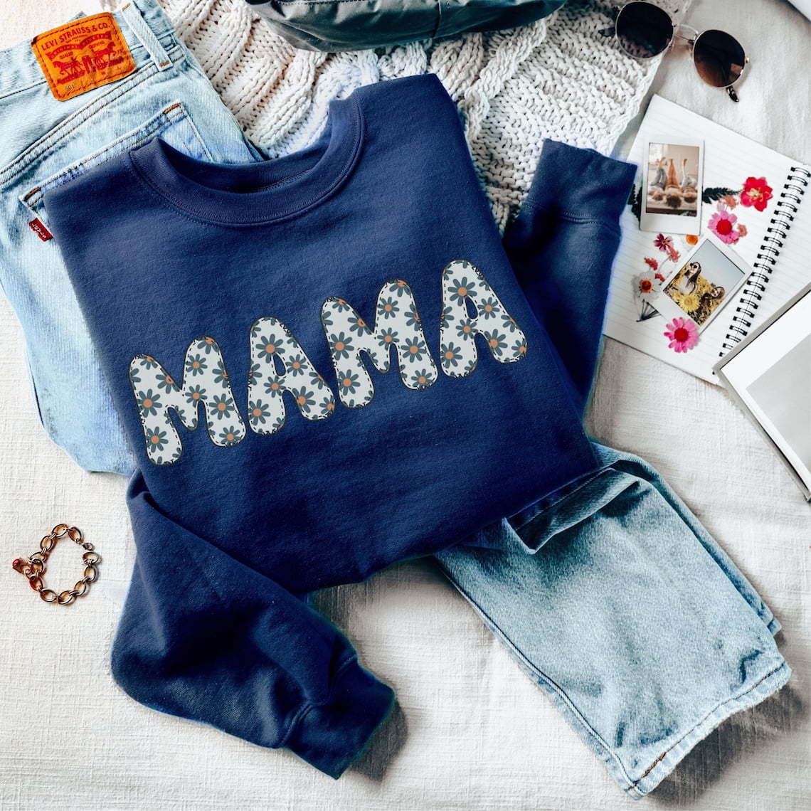 Bluey Floral Mama Sweatshirt, Mama Sweatshirt, Mama Crewneck, Mama ...