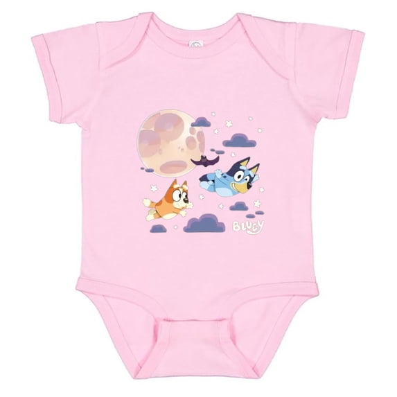 Bluey Flying to the Moon, Adorable Cartoon Dog Duo, Fun Adventure Baby ...